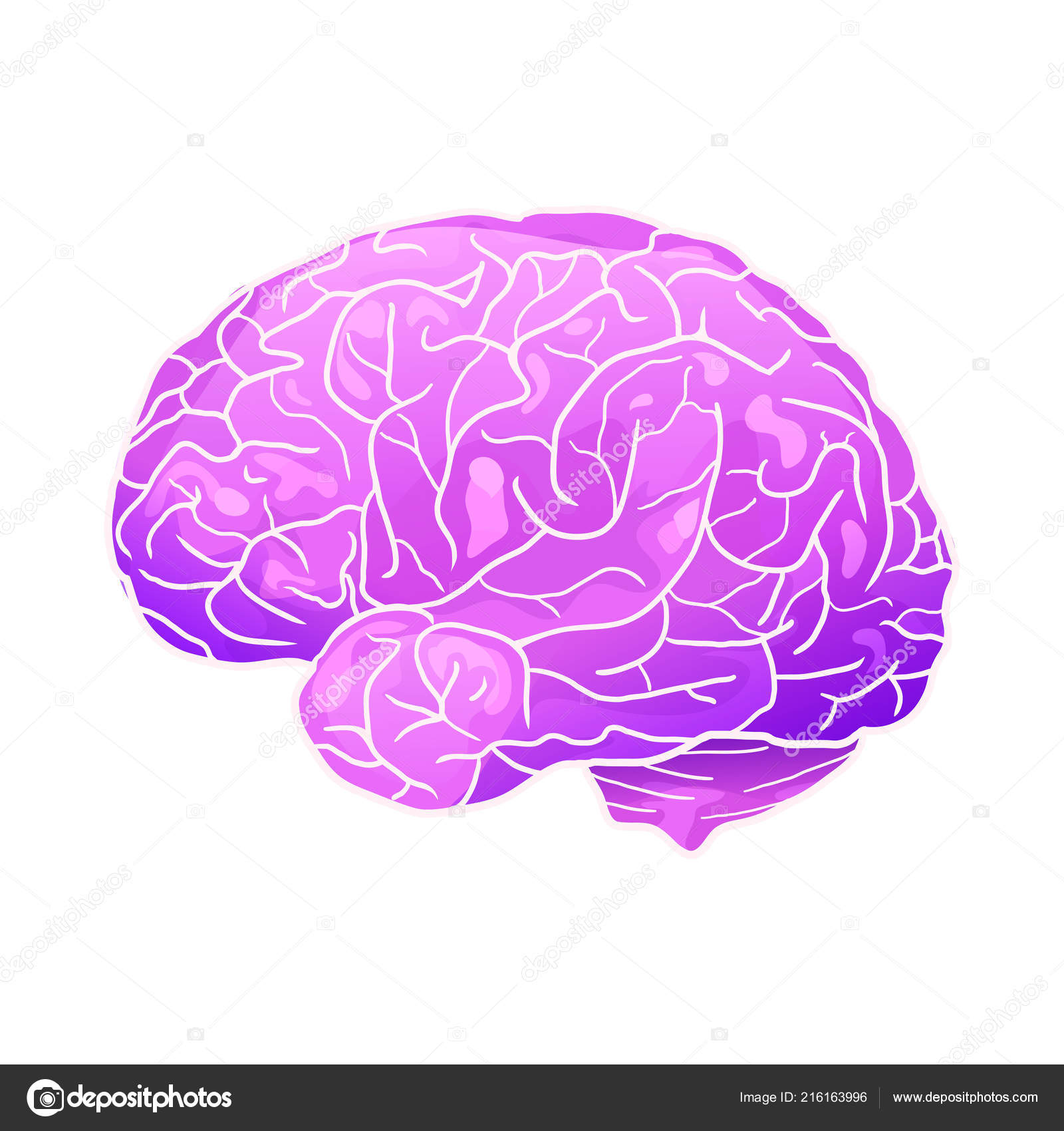 Rosa Hjerne Tegneserie Plakat, Poster Connection Of Cute Healthy Happy