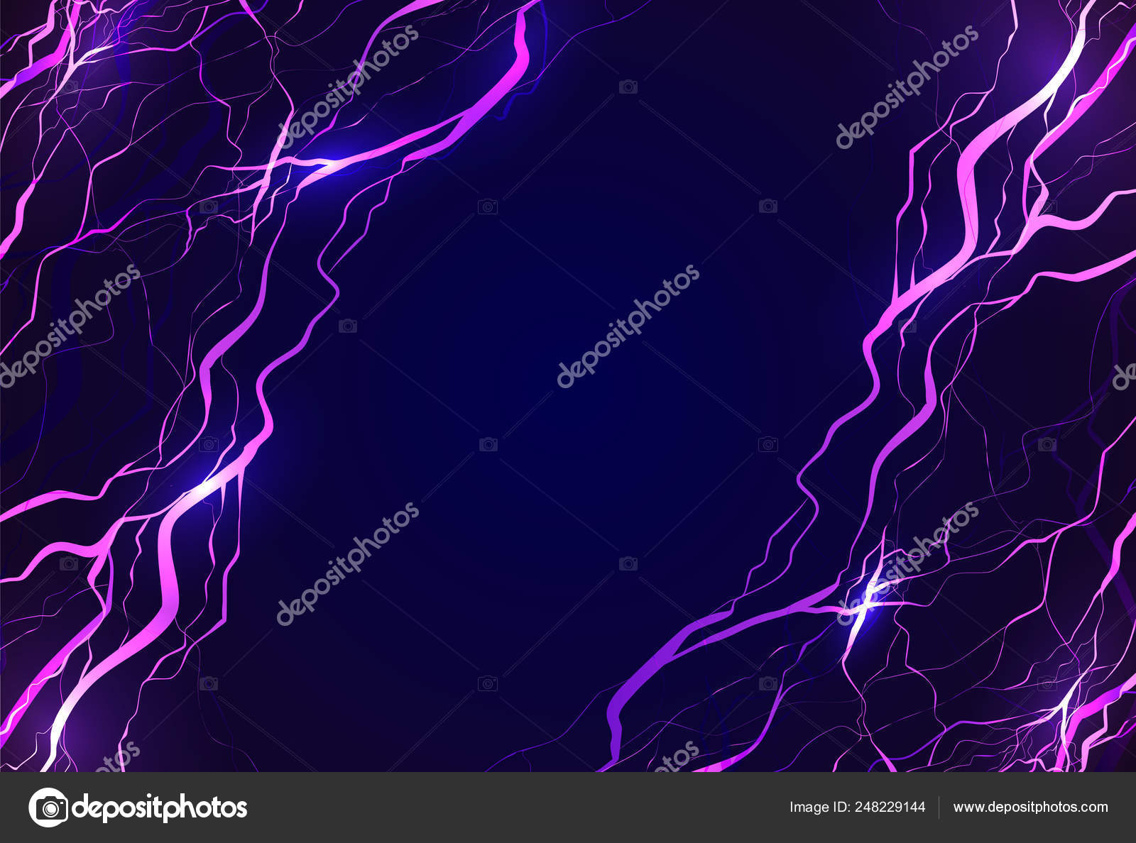 Rectangular Template Lightning Flash Background Place Text Natural Neon ...