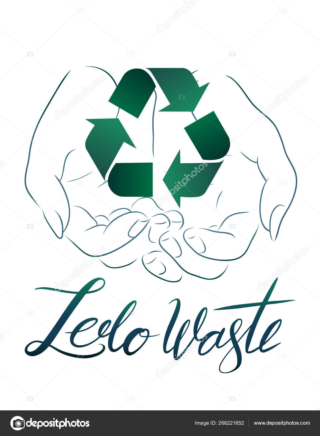 Outline Drawing Hands Holding Sign Recycling Hand Drawn Lettering Zero ...