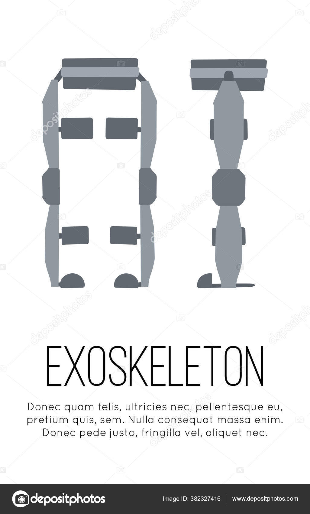 Vertical Banner Flat Medical Leg Exoskeleton White Background Place ...