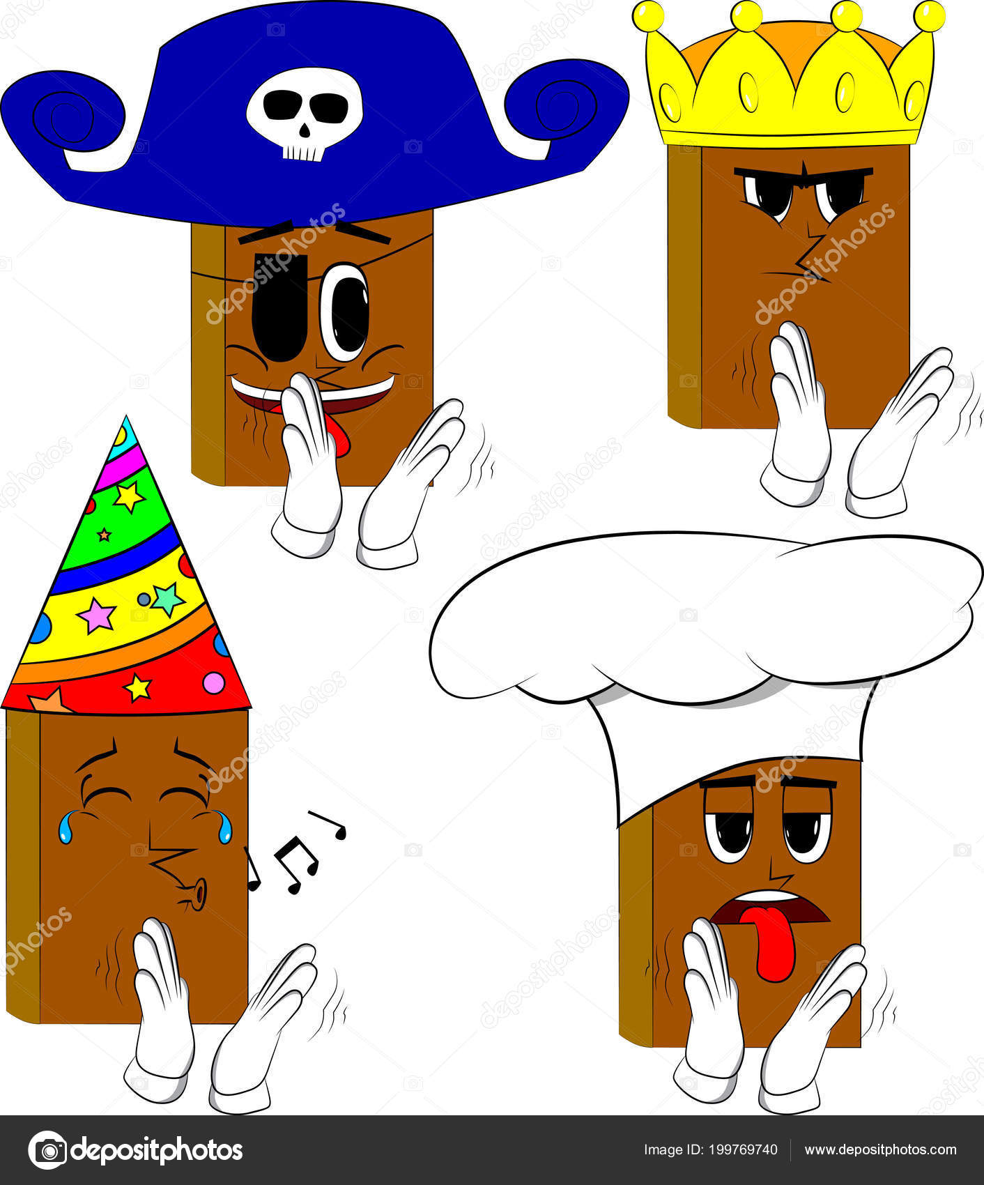 Books Clapping Hands Cartoon Book Collection Costume Faces Expressions ...