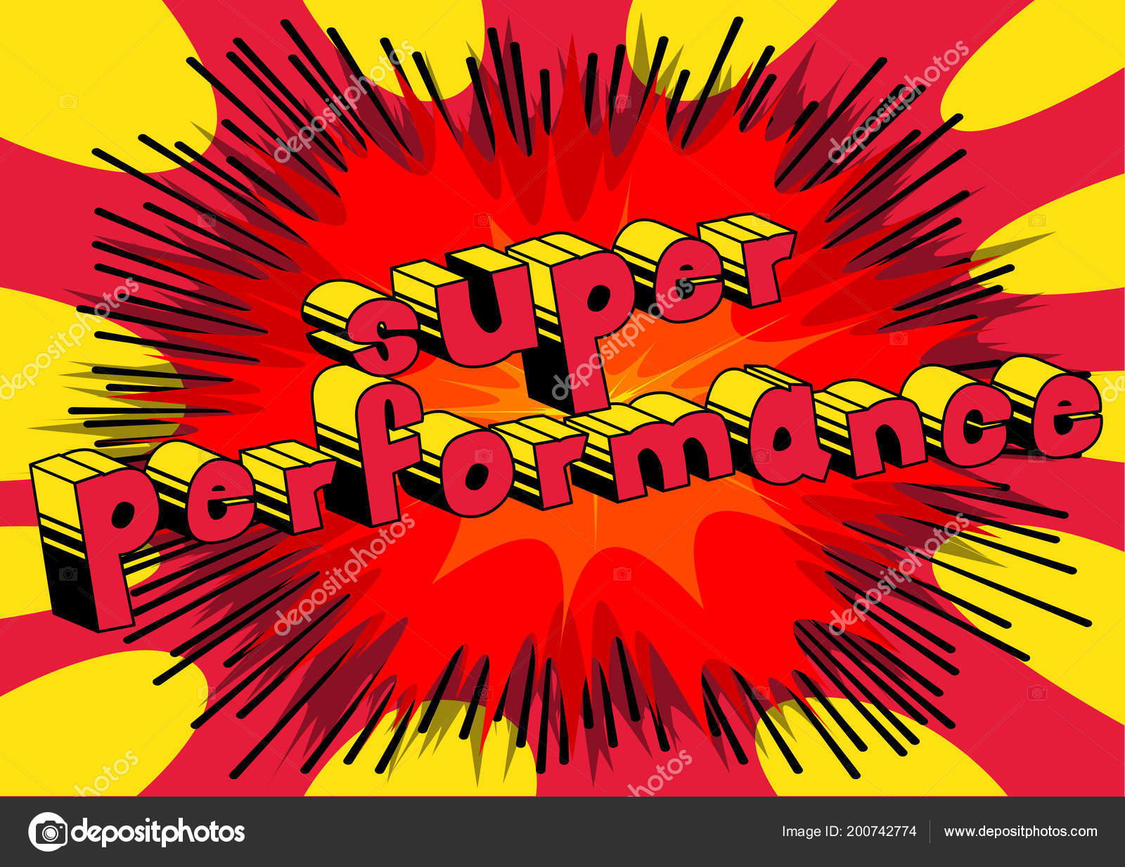 Super Performance Comic Book Word Abstract Background — Stock Vector ...