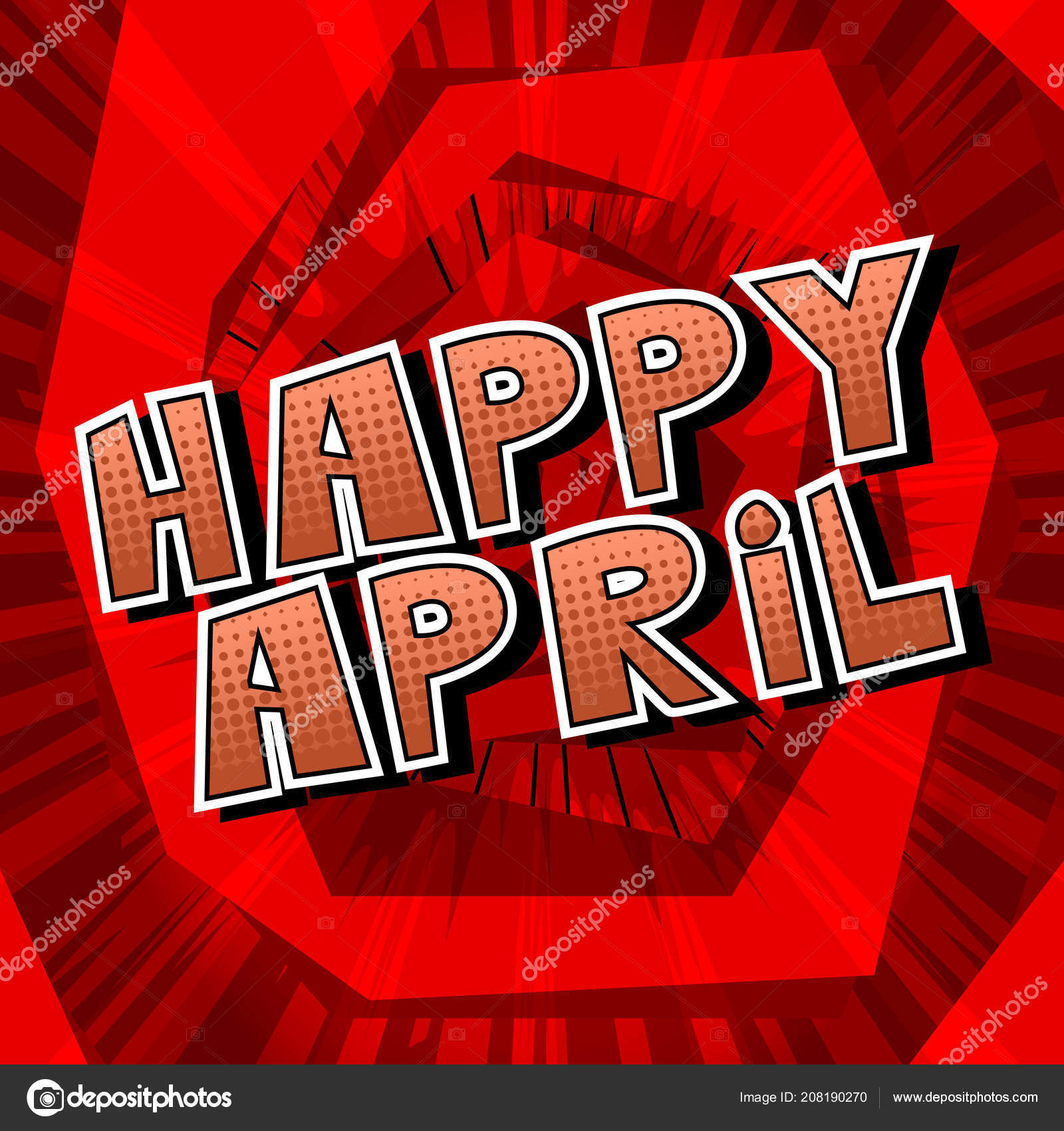 Happy April Comic Book Style Word Abstract Background Stock Vector ...