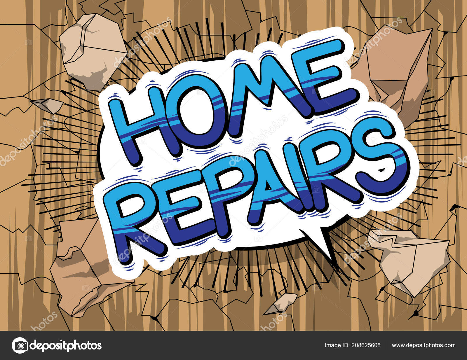 Home Repairs Vector Illustrated Comic Book Style Phrase Stock Vector Image by ©NoraVector #208625608