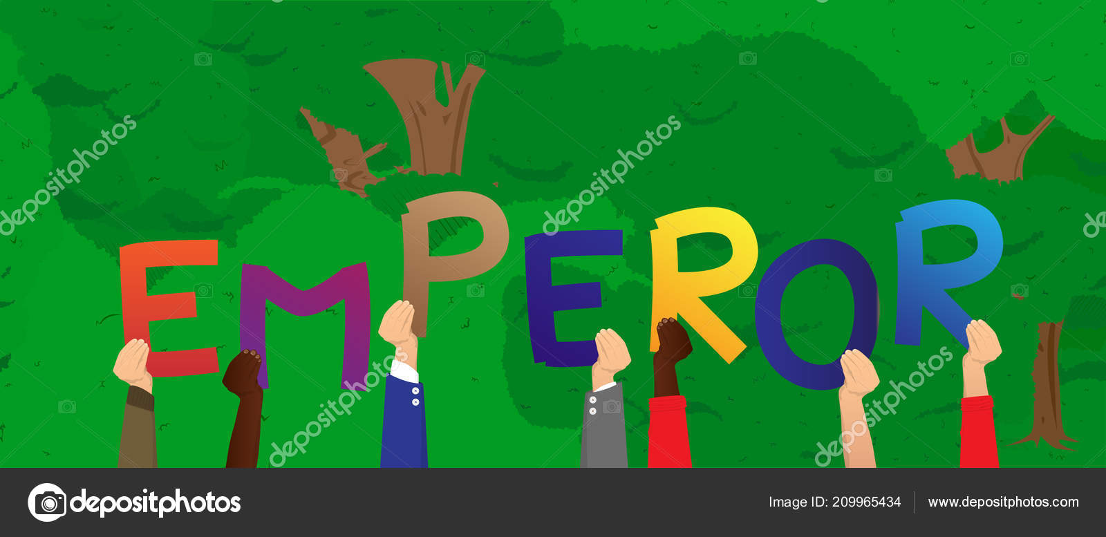 Diverse Hands Holding Letters Alphabet Created Word Emperor Vector ...
