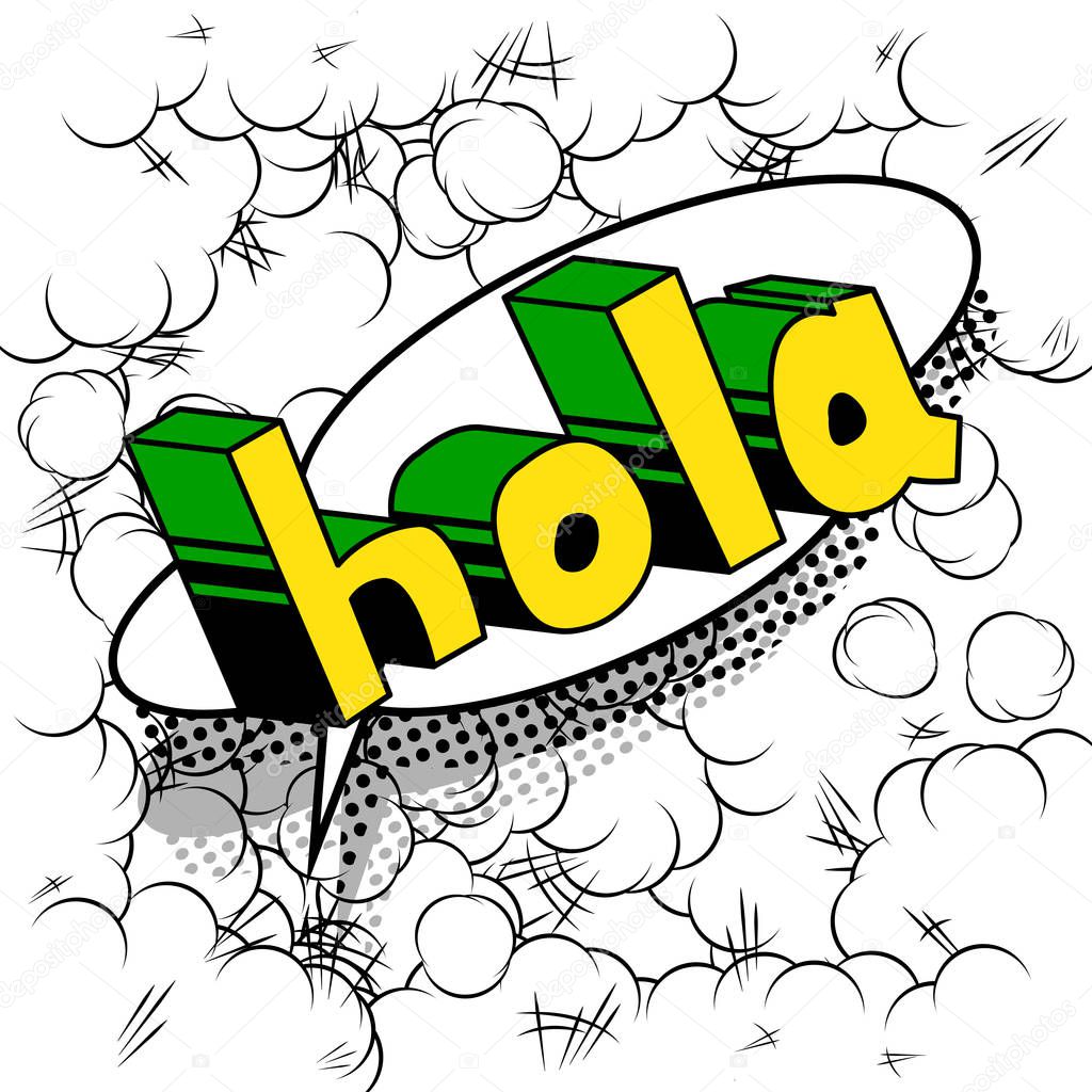 Hola Hola Español Vector Ilustrado Cómic Estilo Frase Vector de stock por ©NoraVector 211339622