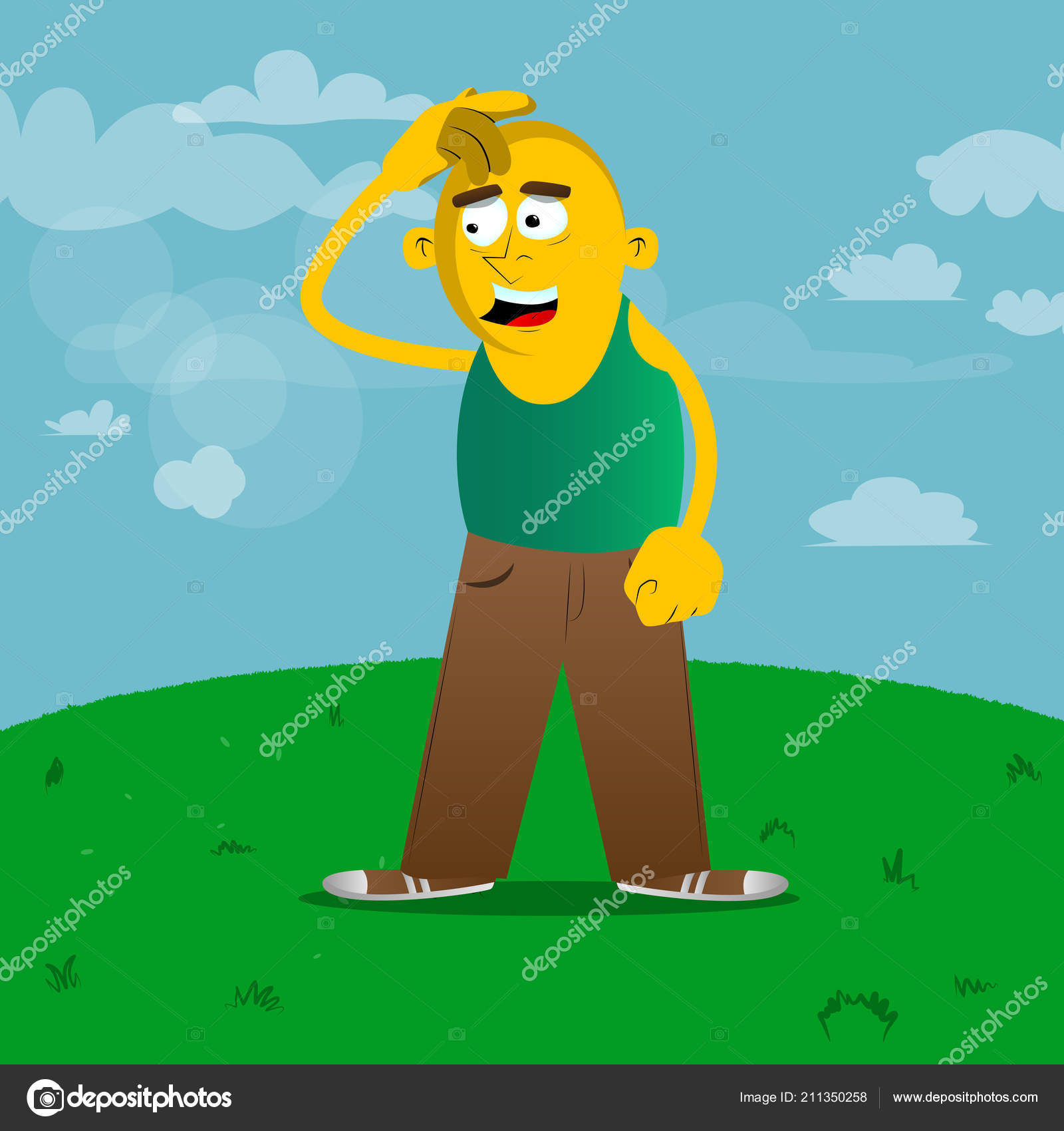 Yellow Man Confused Vector Cartoon Illustration Stock Vector Image by ...