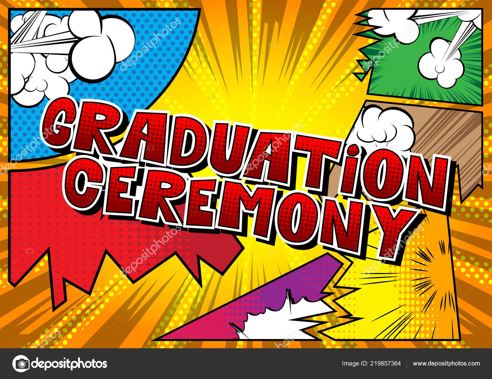 Graduation Ceremony Vector Illustrated Comic Book Style Phrase Stock ...