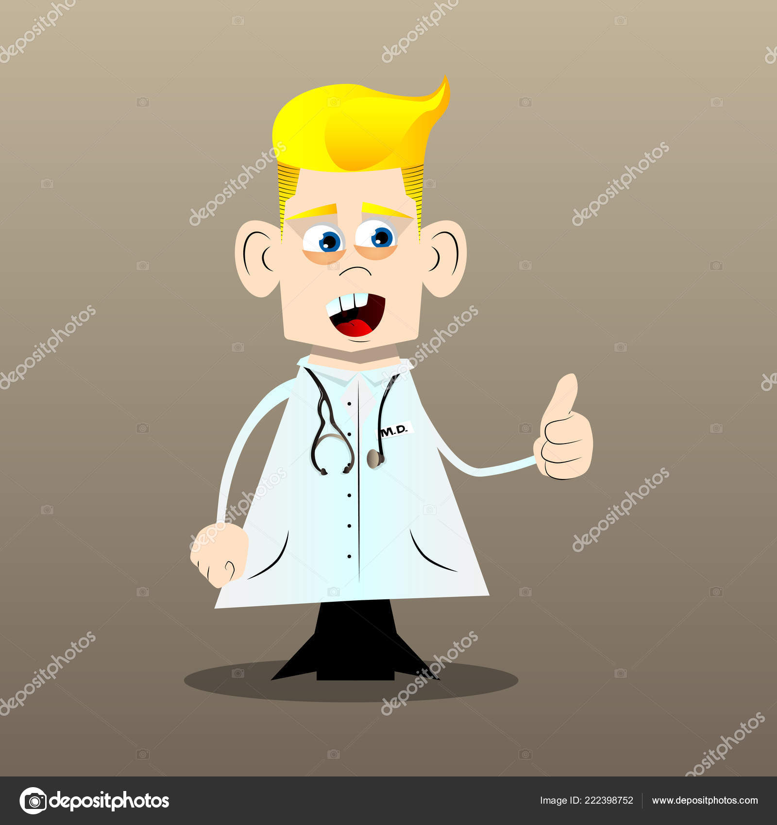 Funny Cartoon Doctor Making Thumbs Sign Vector Illustration Stock ...