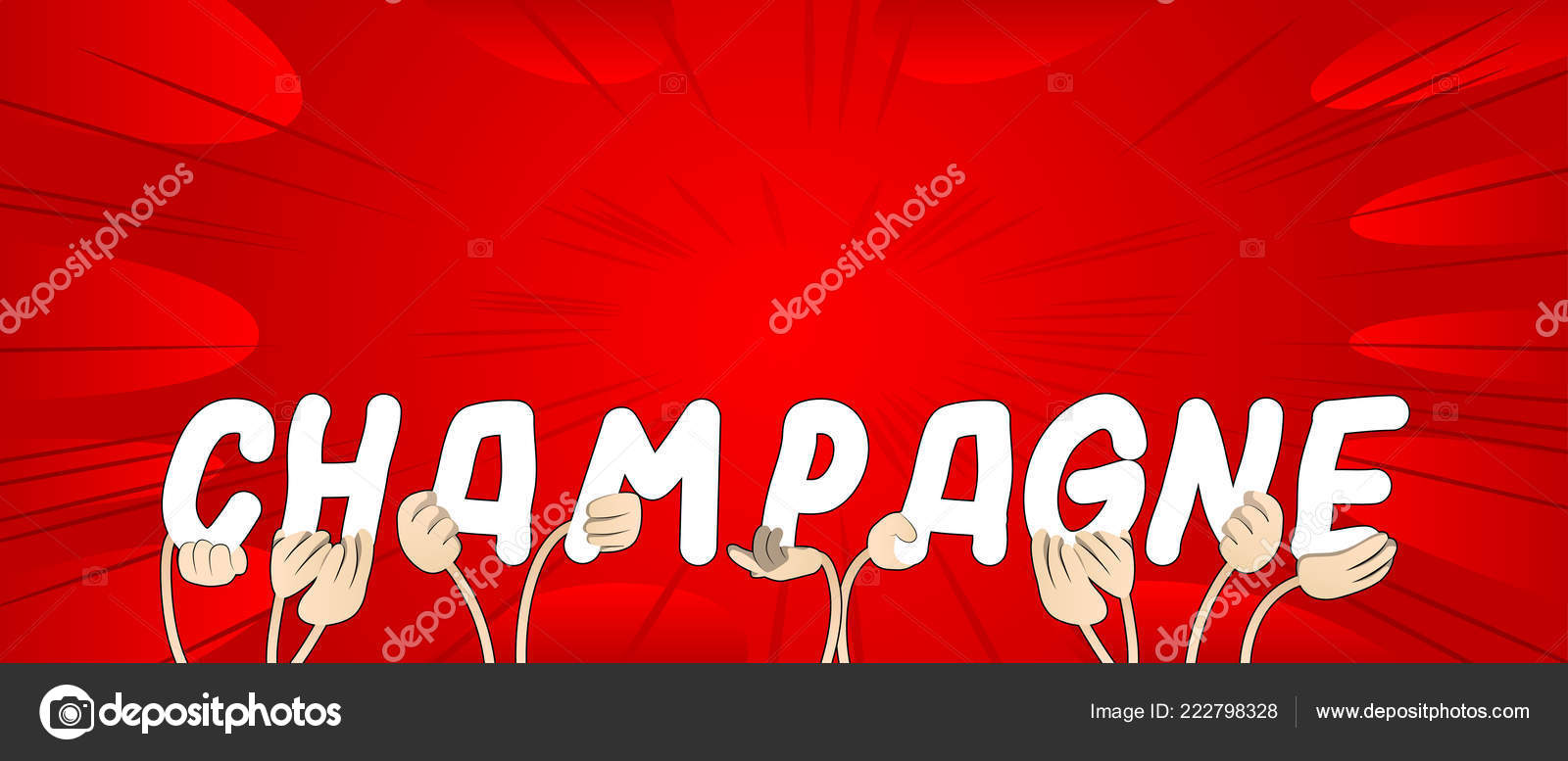 Diverse Hands Holding Letters Alphabet Created Word Champagne Vector ...