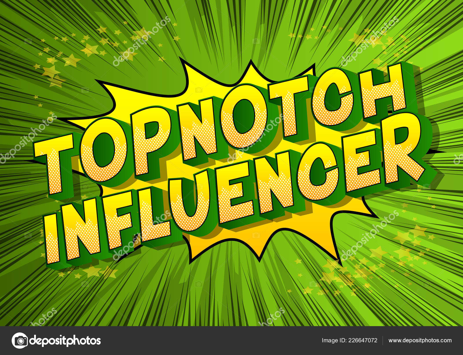 Topnotch Influencer Vector Illustrated Comic Book Style Phrase Abstract ...
