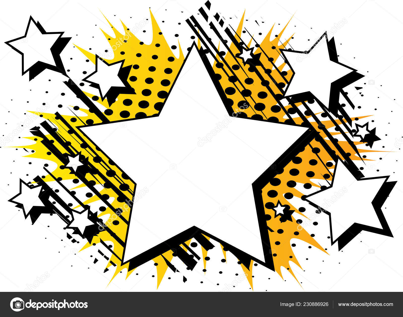 Vector Illustrated Retro Comic Book Background Big Blank Star Pop Stock ...