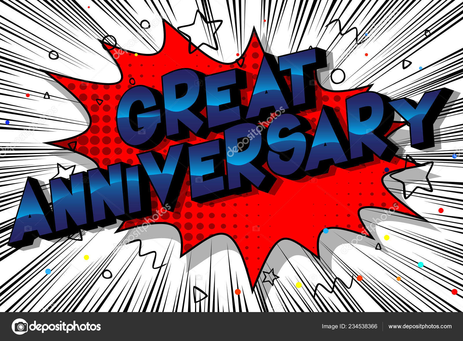 Great Anniversary Vector Illustrated Comic Book Style Phrase Abstract ...