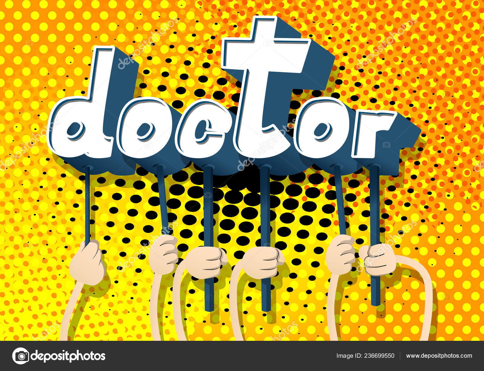 Diverse Hands Holding Letters Alphabet Created Word Doctor Vector ...