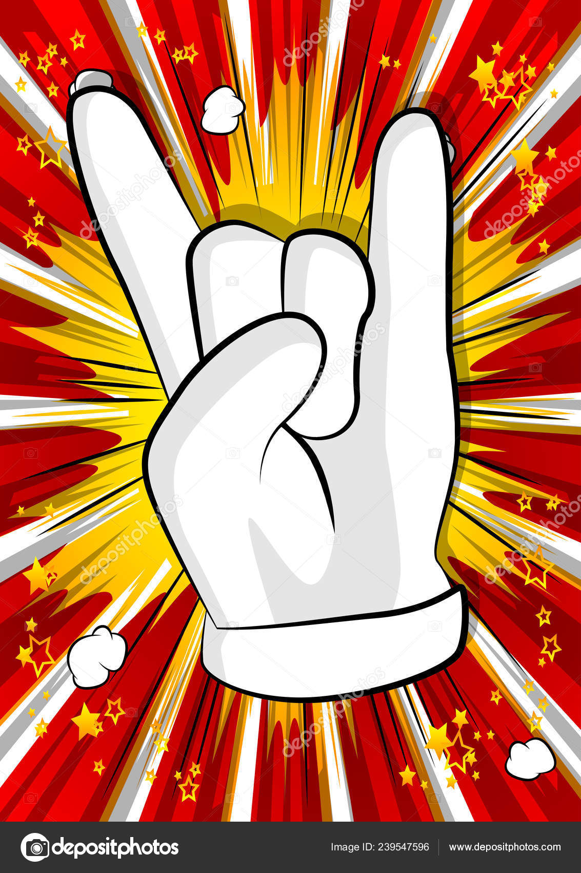 Vector Cartoon Hand Rocker Pose Illustrated Hand Expression Gesture ...
