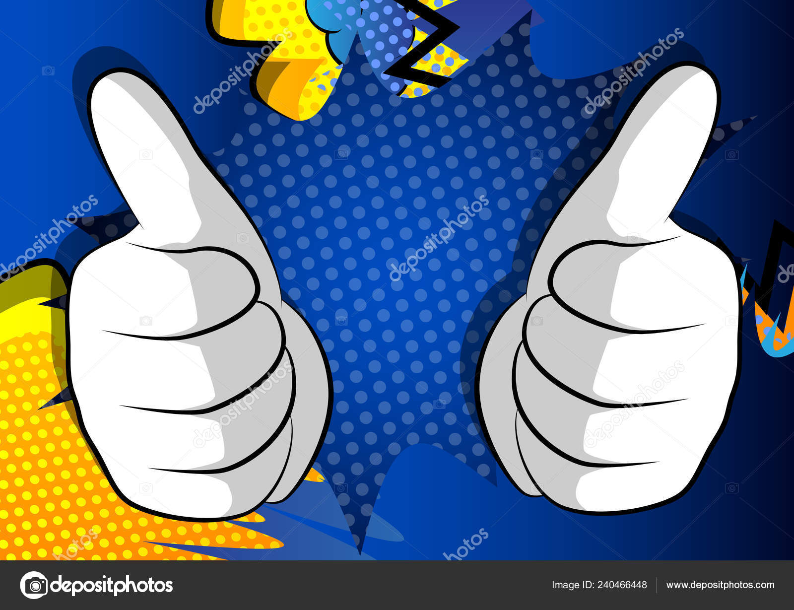 Vector Cartoon Hands Making Thumbs Sign Illustrated Hand Expression ...