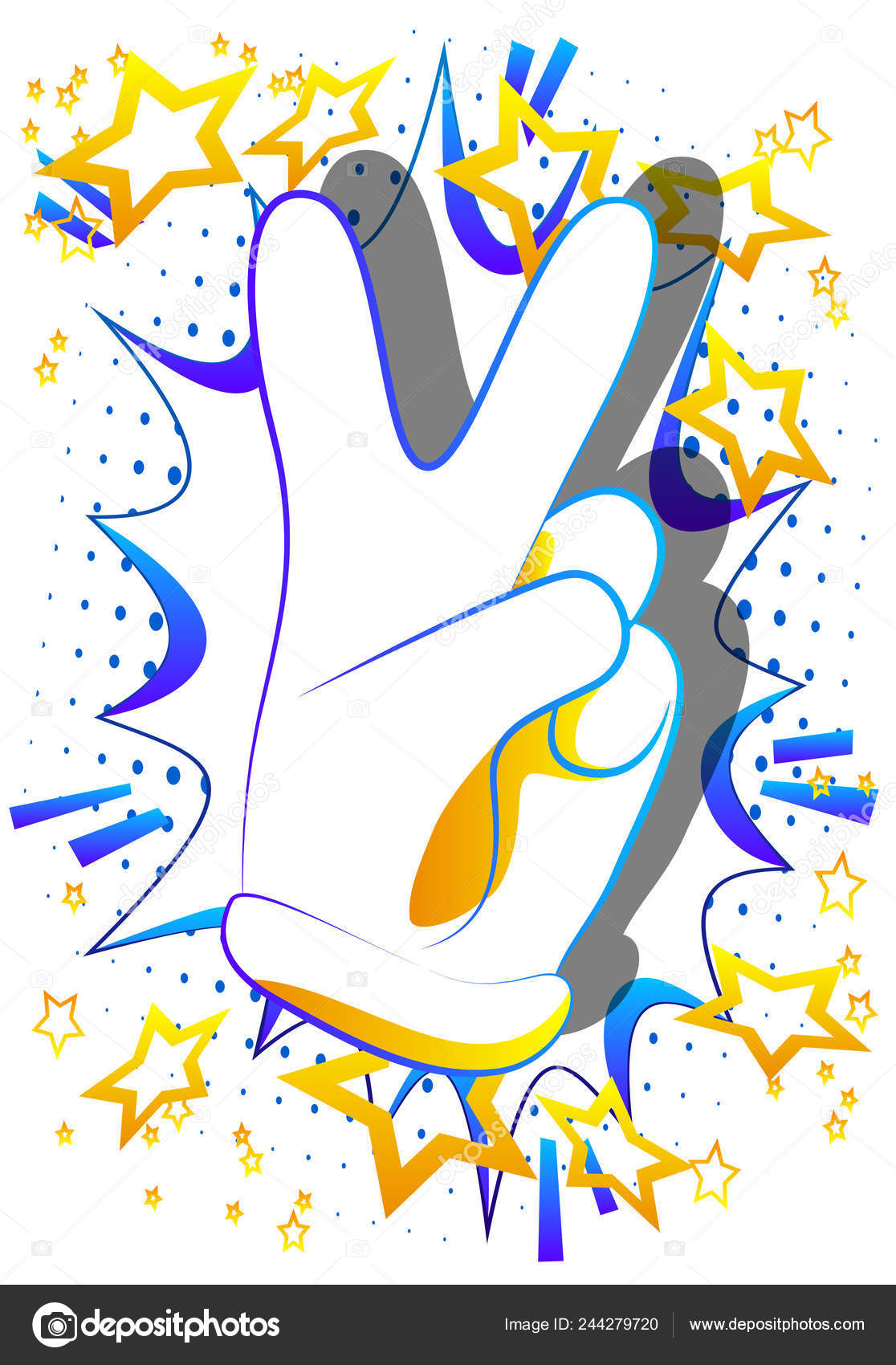 Vector Cartoon Hand Showing Sign Illustrated Hand Sign Comic Book Stock ...