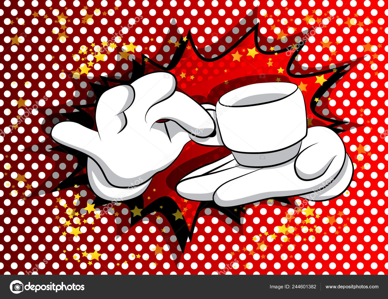 Vector Cartoon Hands Holding Cup Coffee Illustrated Sign Comic Book ...