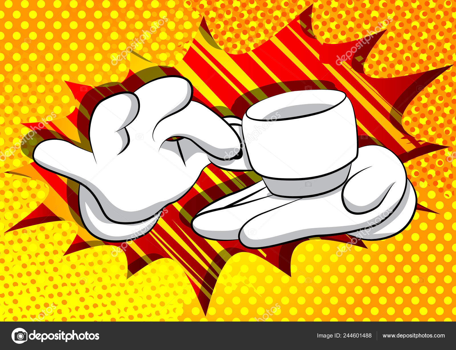 Vector Cartoon Hands Holding Cup Coffee Illustrated Sign Comic Book ...