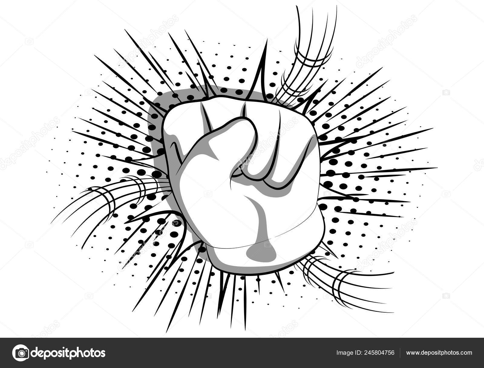 Vector Cartoon Hand Making Power People Fist Gesture Illustrated Hand ...