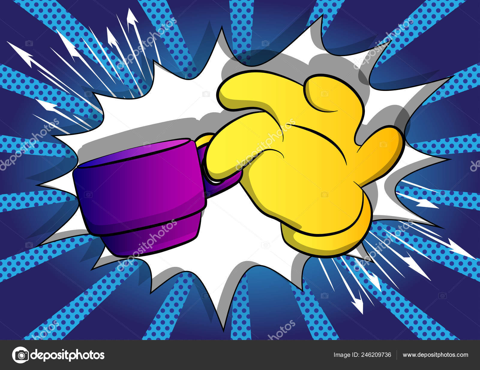 Vector Cartoon Hand Holding Cup Coffee Illustrated Hand Gesture Comic ...