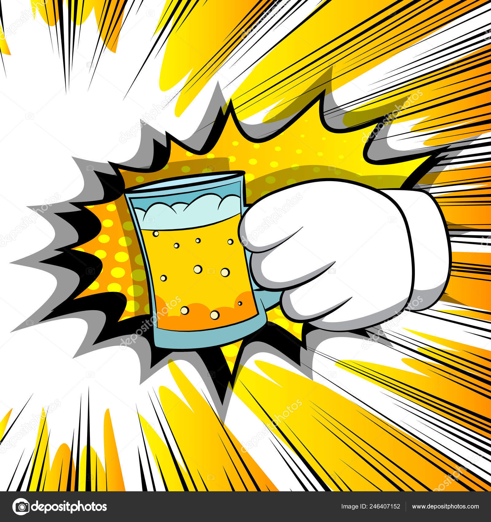 Vector Cartoon Hands Holding Beer Illustrated Sign Comic Book ...