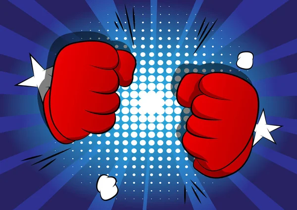 Vector Cartoon Hands Ready Fight Illustrated Hand Sign Comic Book Stock ...