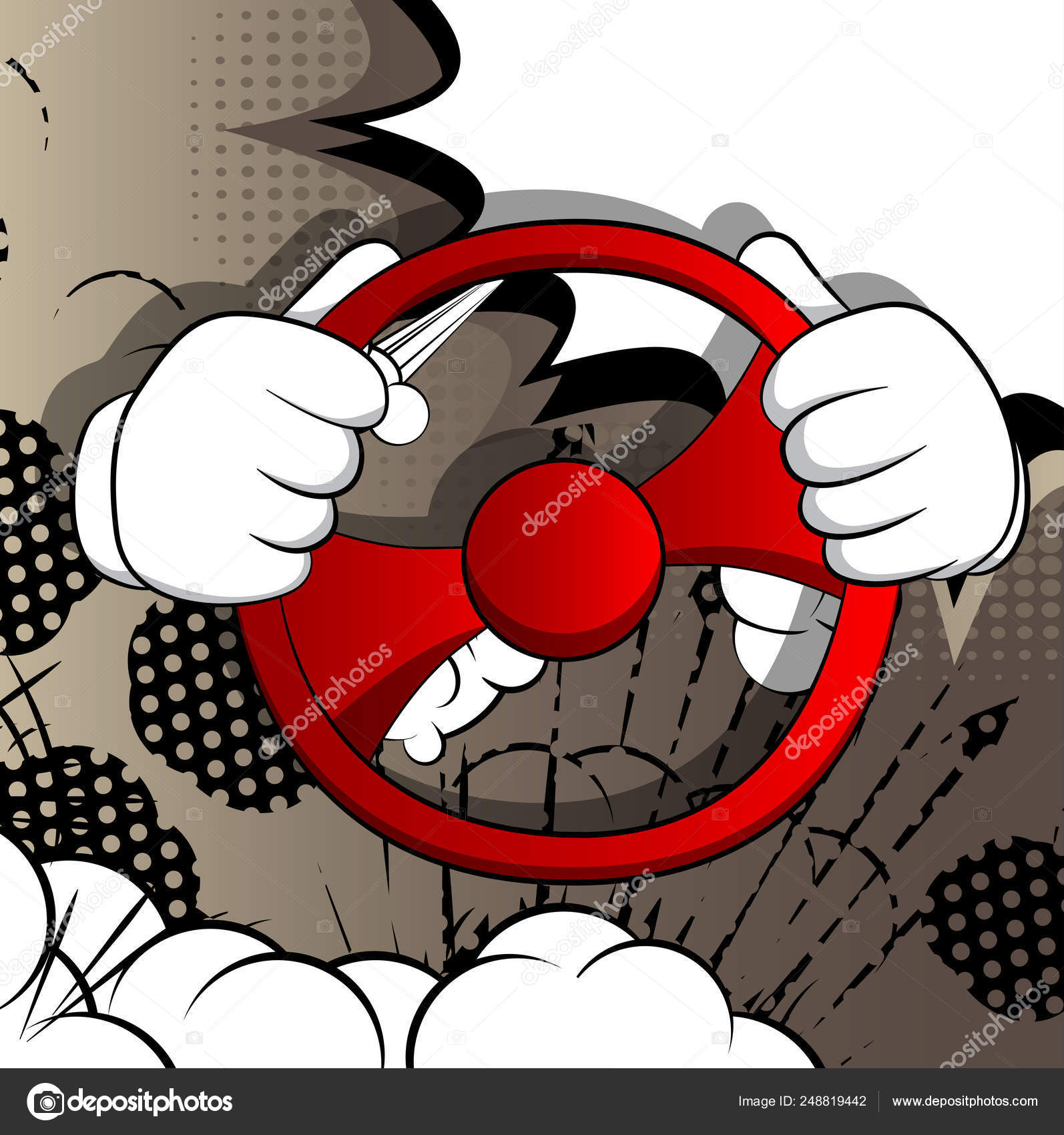 Vector Cartoon Hands Driving Holding Steering Wheel Illustrated Hand ...