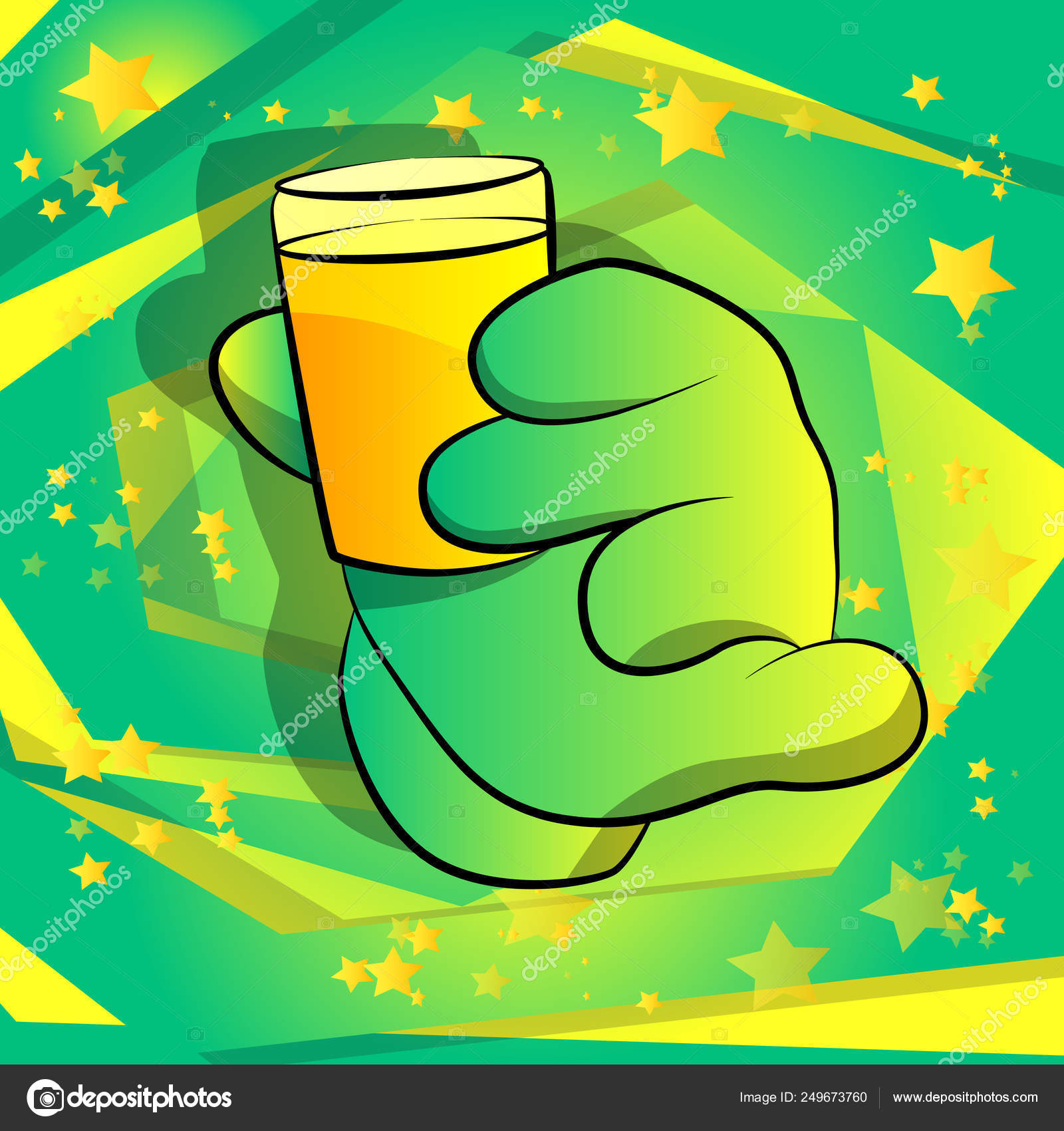 Vector Cartoon Hand Holding Cup Brandy Illustrated Hand Comic Book ...