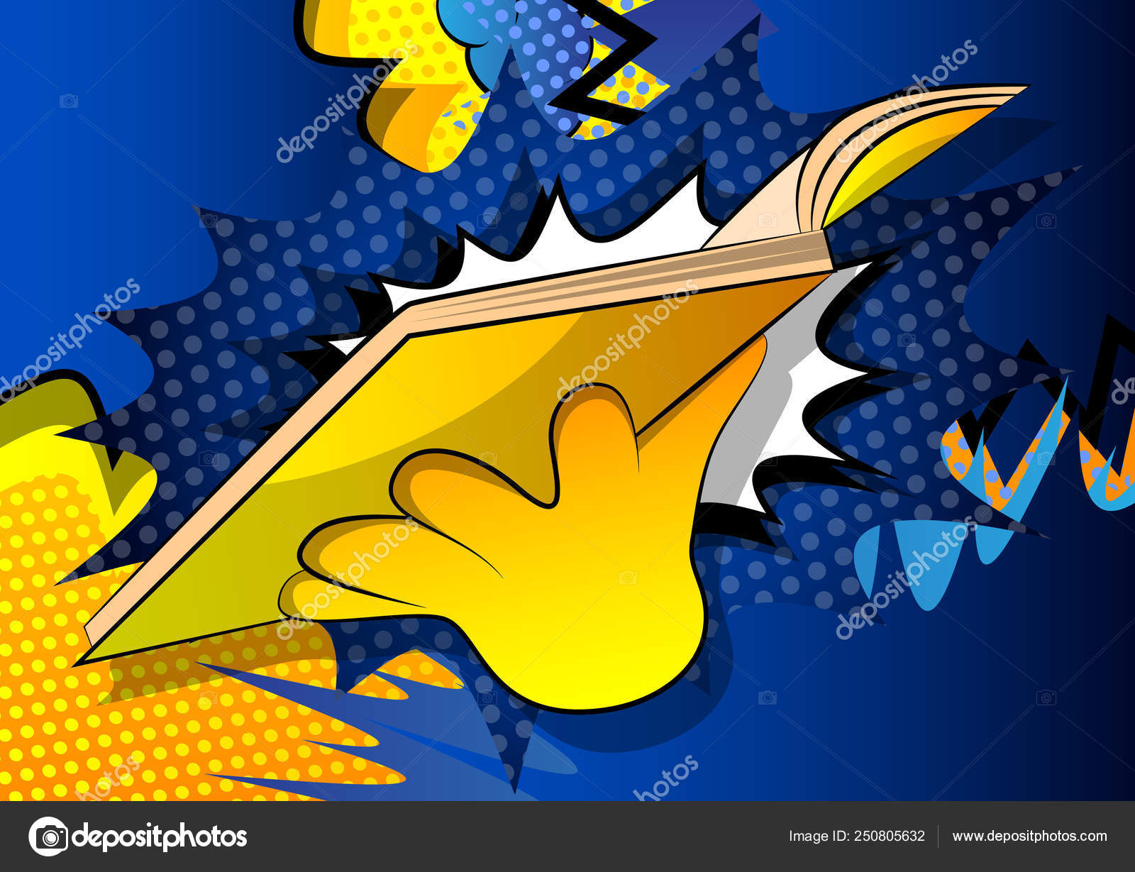 Vector Cartoon Hand Holding Book Illustrated Hand Comic Book Background ...