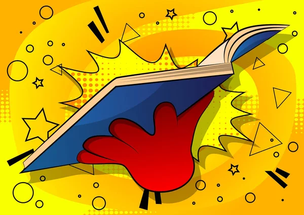Vector Cartoon Hand Holding Book Illustrated Hand Comic Book Background ...