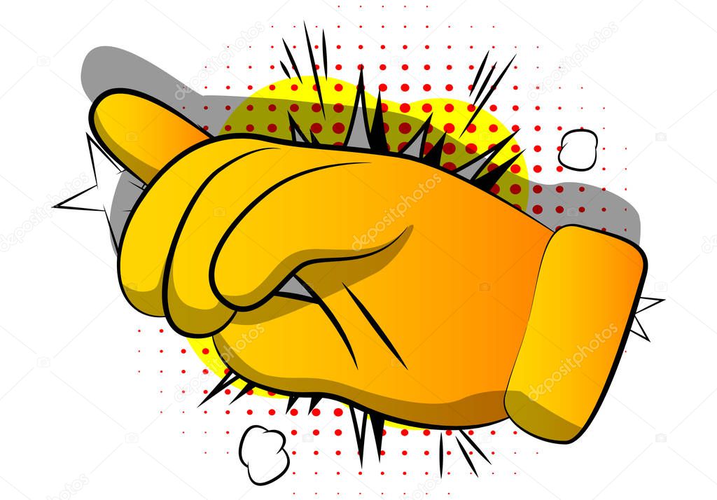 Caricatura vectorial apuntando mano. Expresión de mano ilustrada, gesto ...