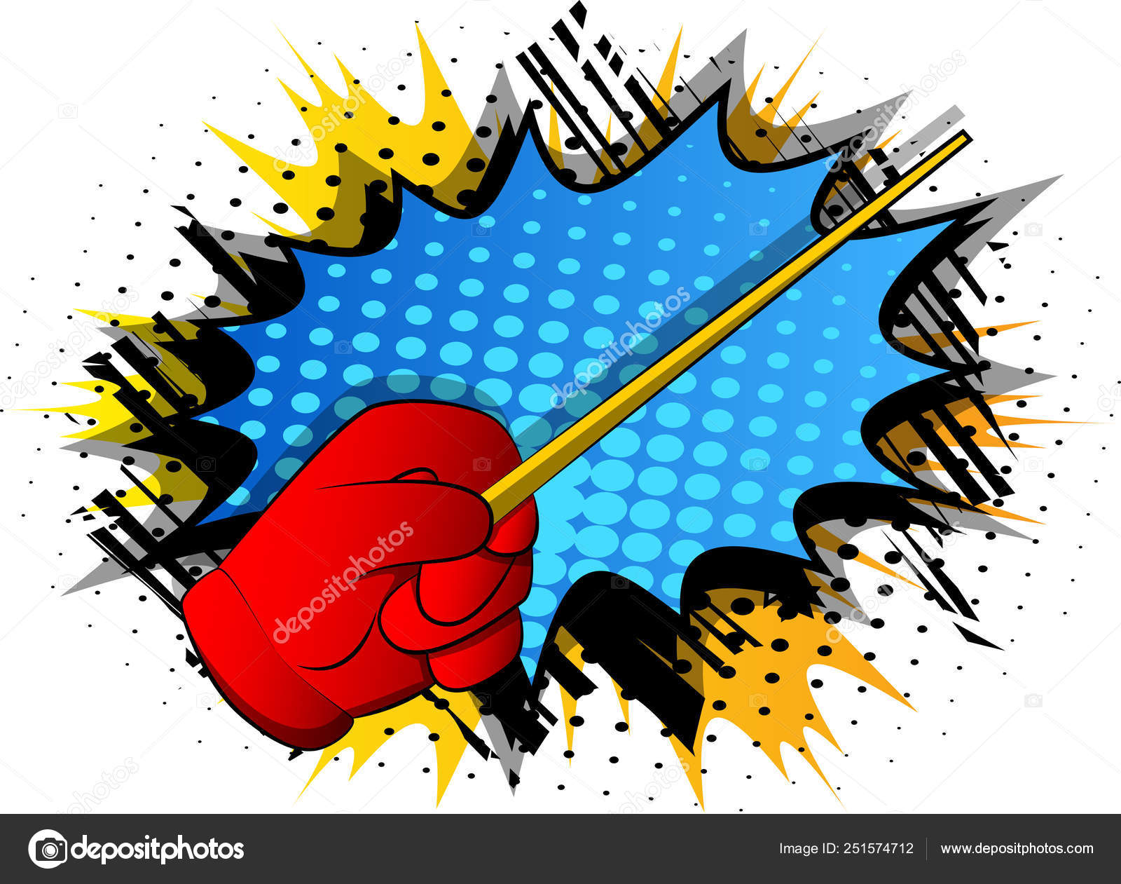 Vector Cartoon Hand Magic Stick Illustrated Hand Comic Book Background ...