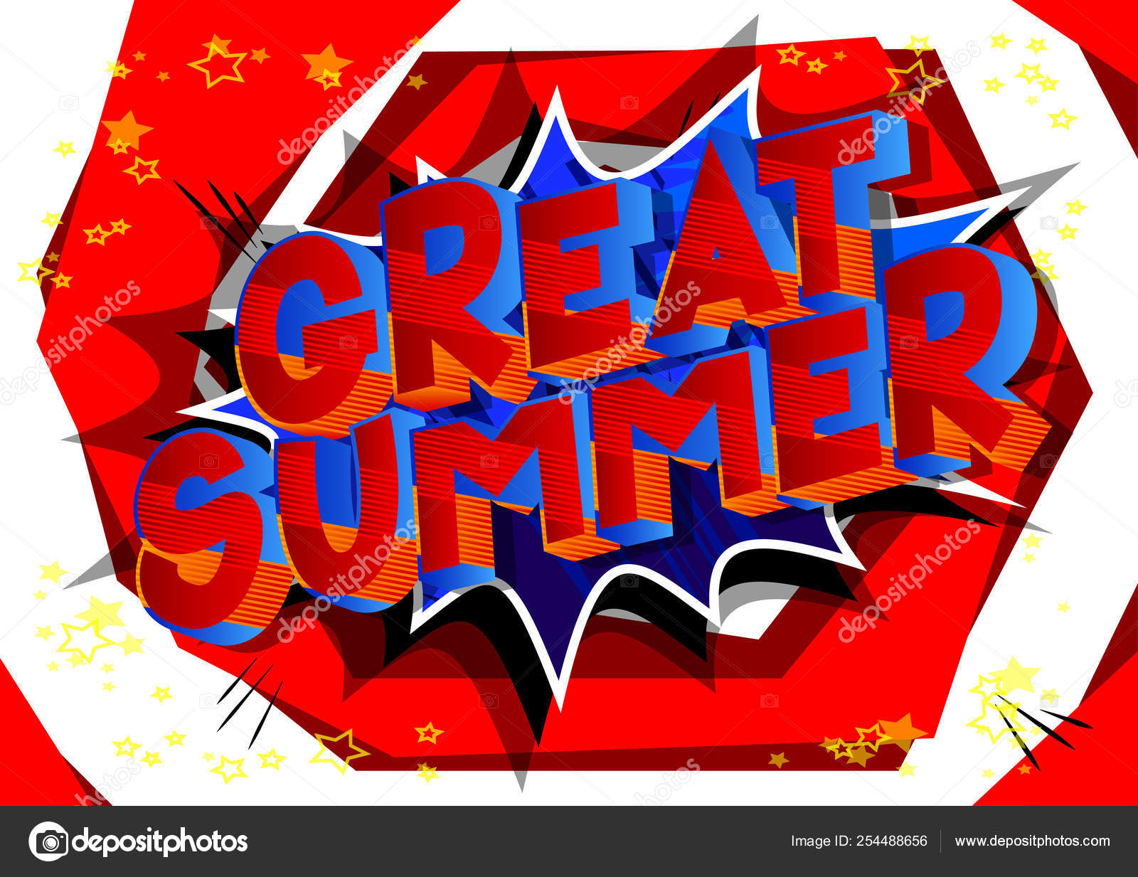 Great Summer Vector Illustrated Comic Book Style Phrase Abstract ...
