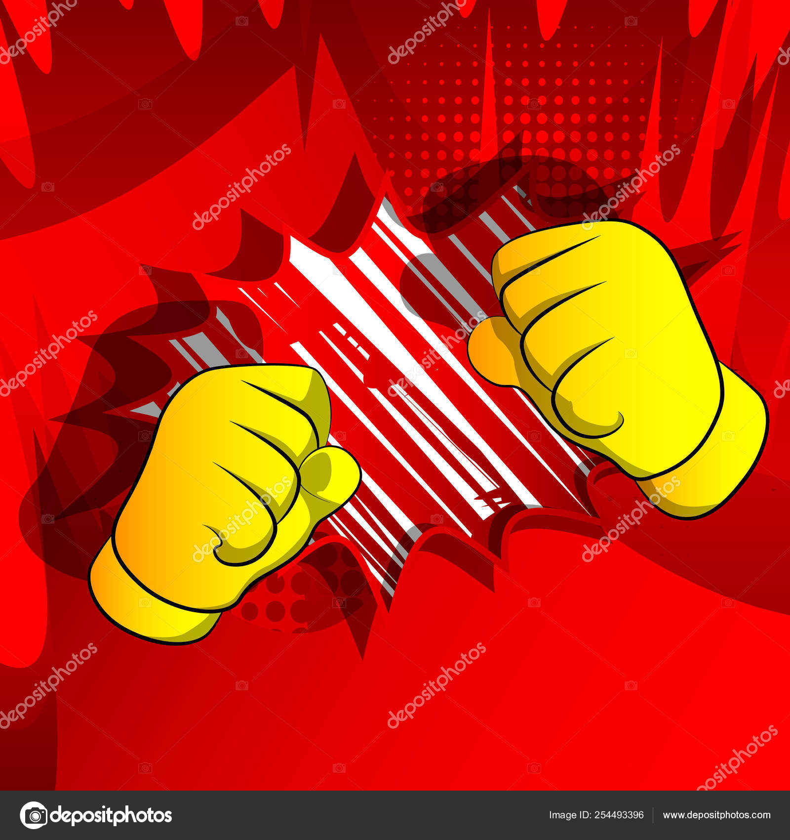 Vector Cartoon Hands Ready Fight Illustrated Hand Sign Comic Book Stock ...
