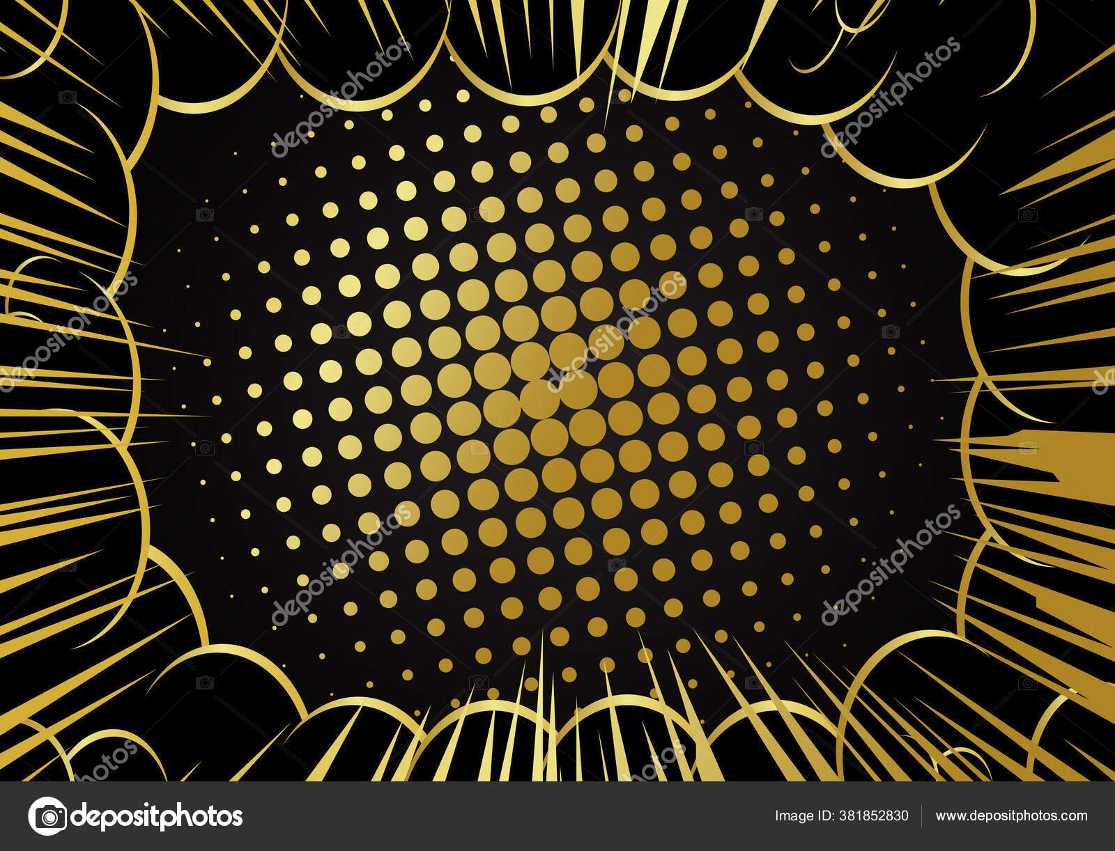 Cartoon Design Gold Colored Background Comic Book Golden Illustration ...