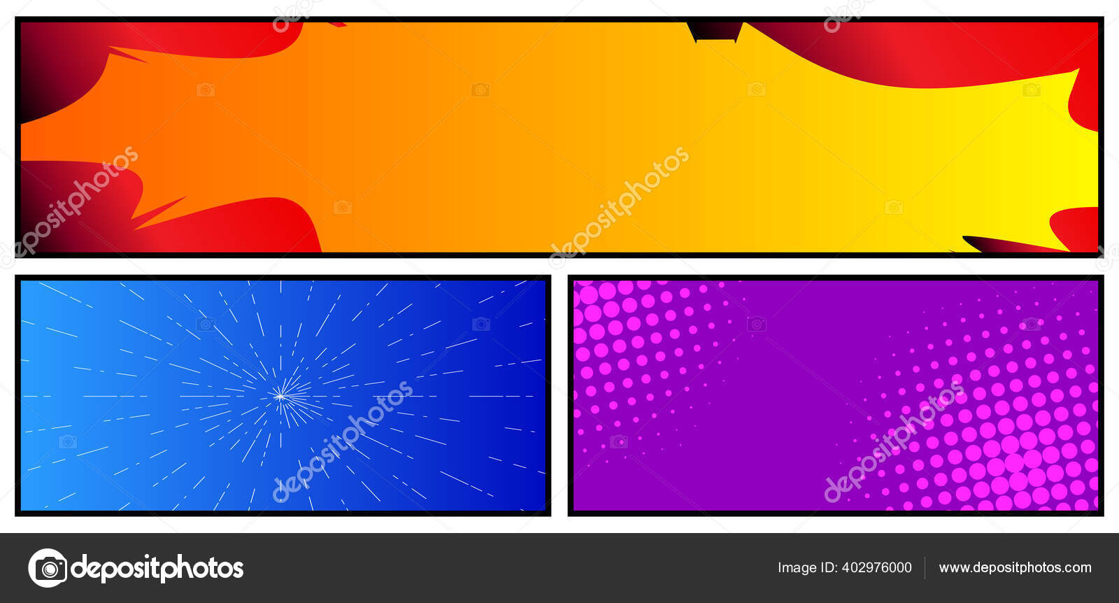 Comic Book Page Style Background Banner Template Pop Art Colorful Stock ...