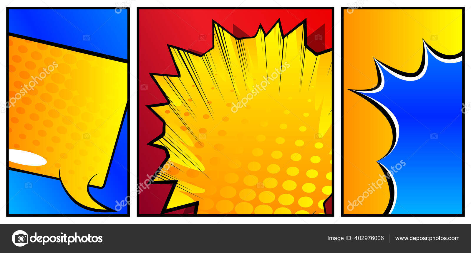 Comic Book Page Style Background Banner Template Pop Art Colorful Stock ...