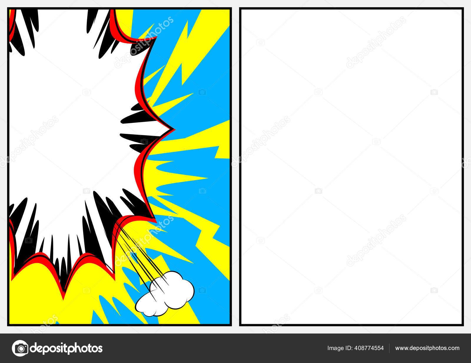 Comic Book Page Illustration Half Page Colored Comic Graphic Elements ...