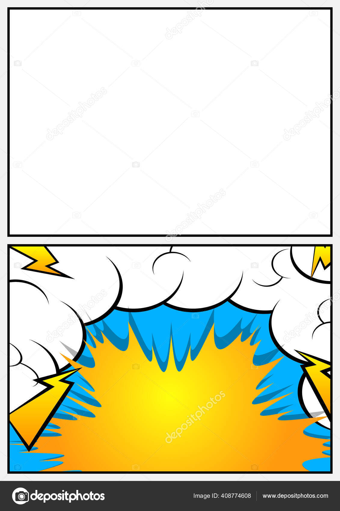 Comic Book Page Illustration Half Page Colored Comic Graphic Elements ...