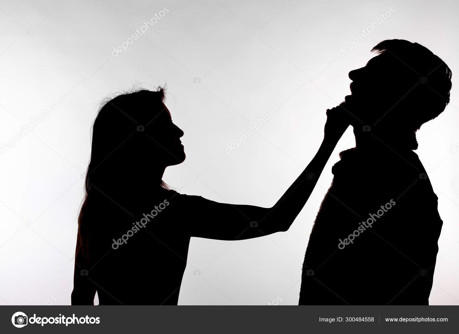 Aggression and abuse concept - man and woman expressing domestic ...