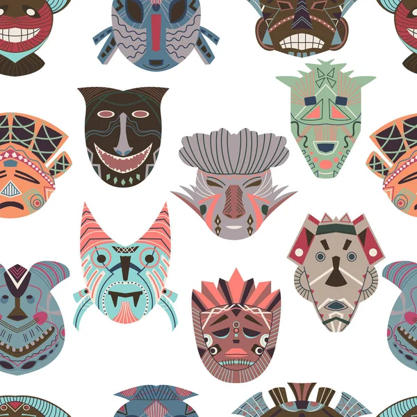 Seamless pattern with tribal african masks — Stock Vector © ghouliirina ...