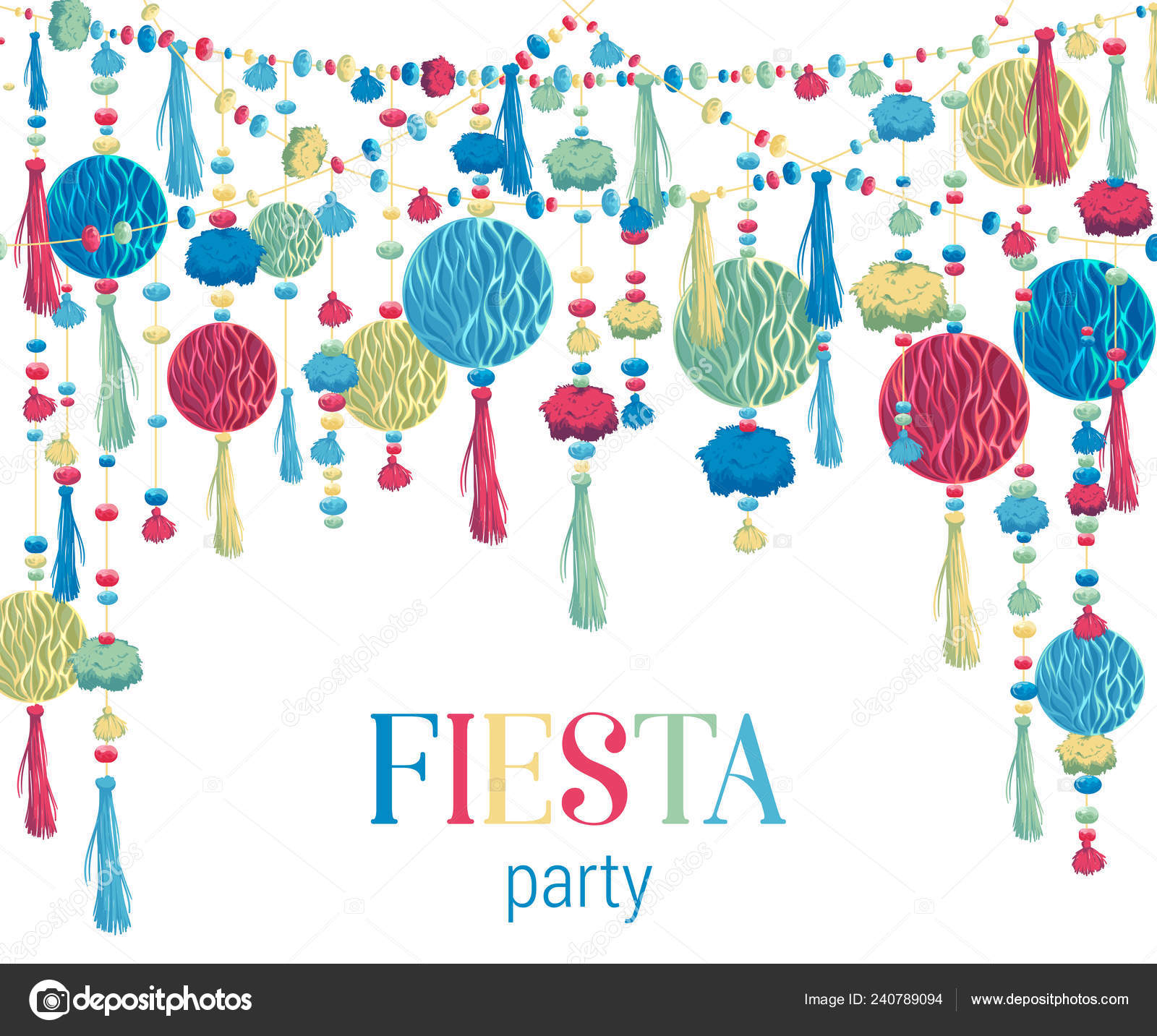 Fiesta Party Festive Background Paper Honeycomb Pompons Tassels Beads ...