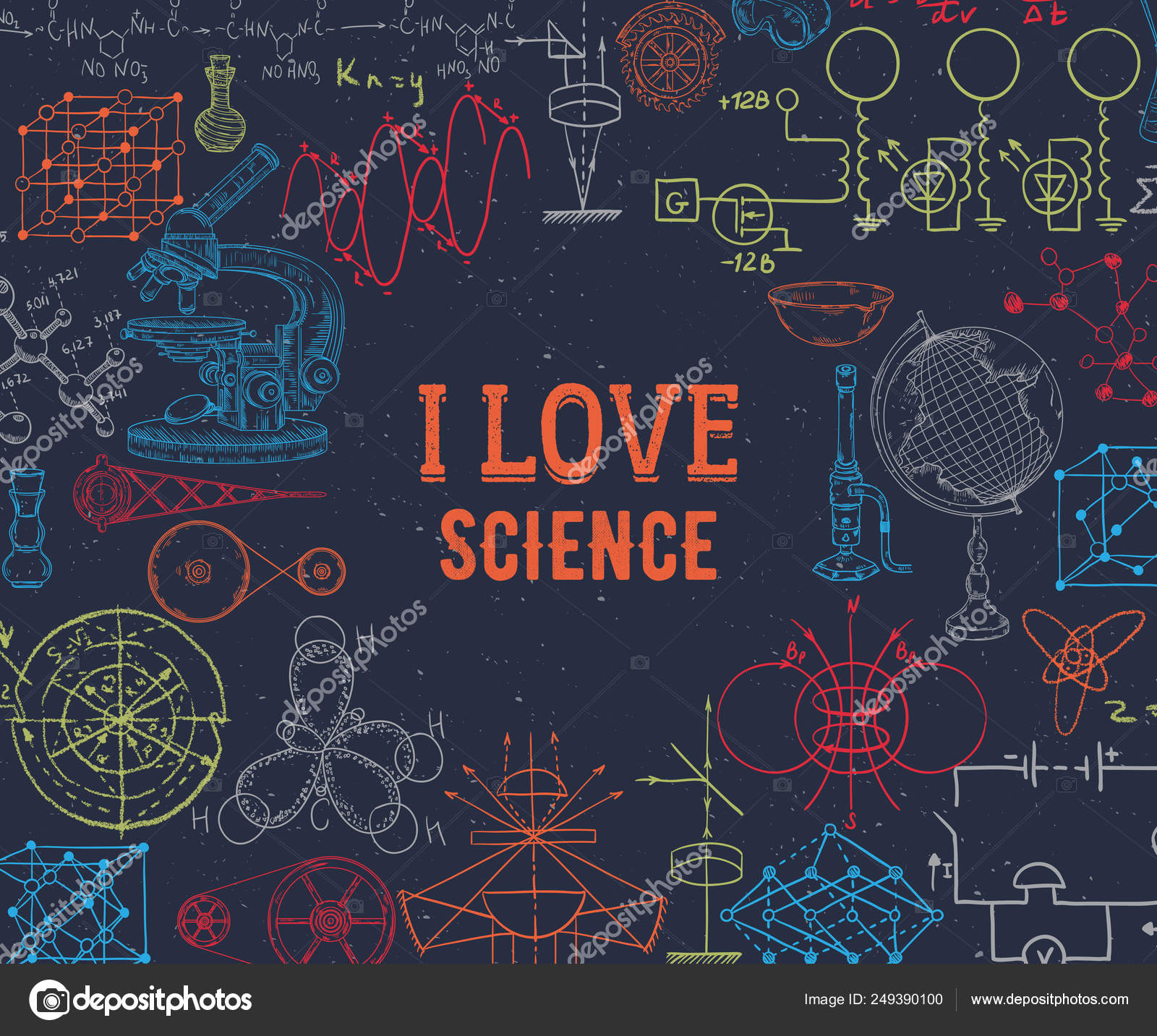 Love Science Vintage Scientific Equipment Formulas Elements Grunge ...