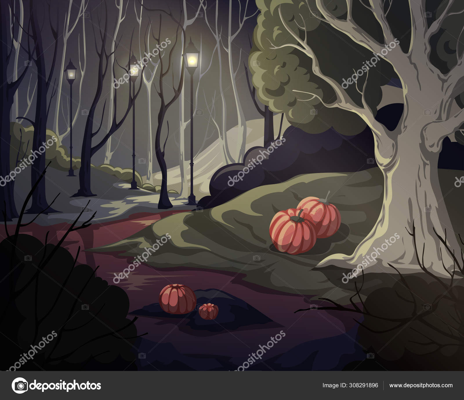 Scary Forest Cartoon Background