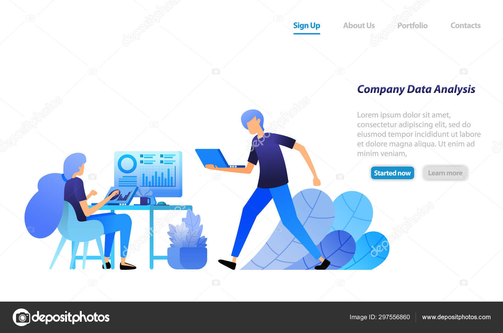 Employees Analyze Company Statistical Data Search Solve Corporate ...