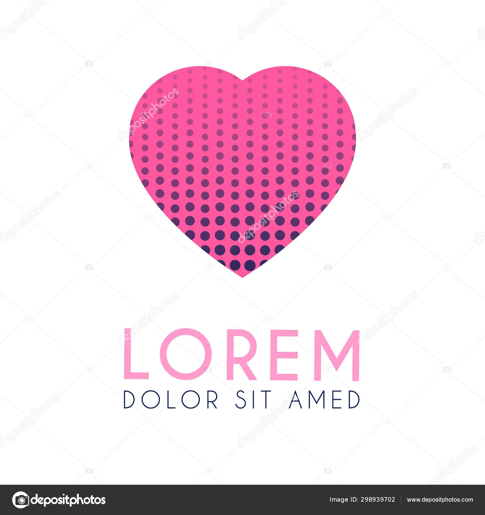 Pink Heart Logo Purple Halftone Love Logo Marketing Wedding Promotion ...