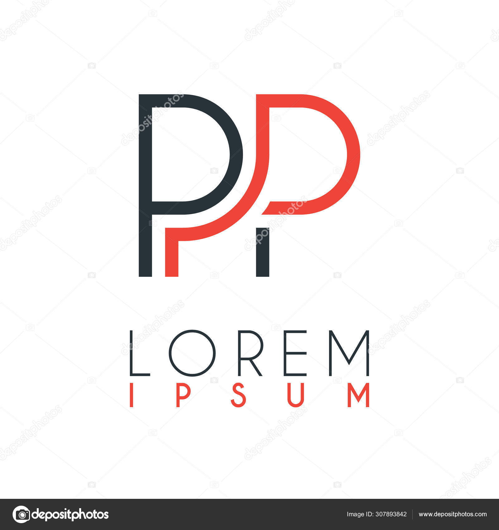 Logo Letter Letter Certain Distance Connected Orange Gray Color Stock Vector Image By