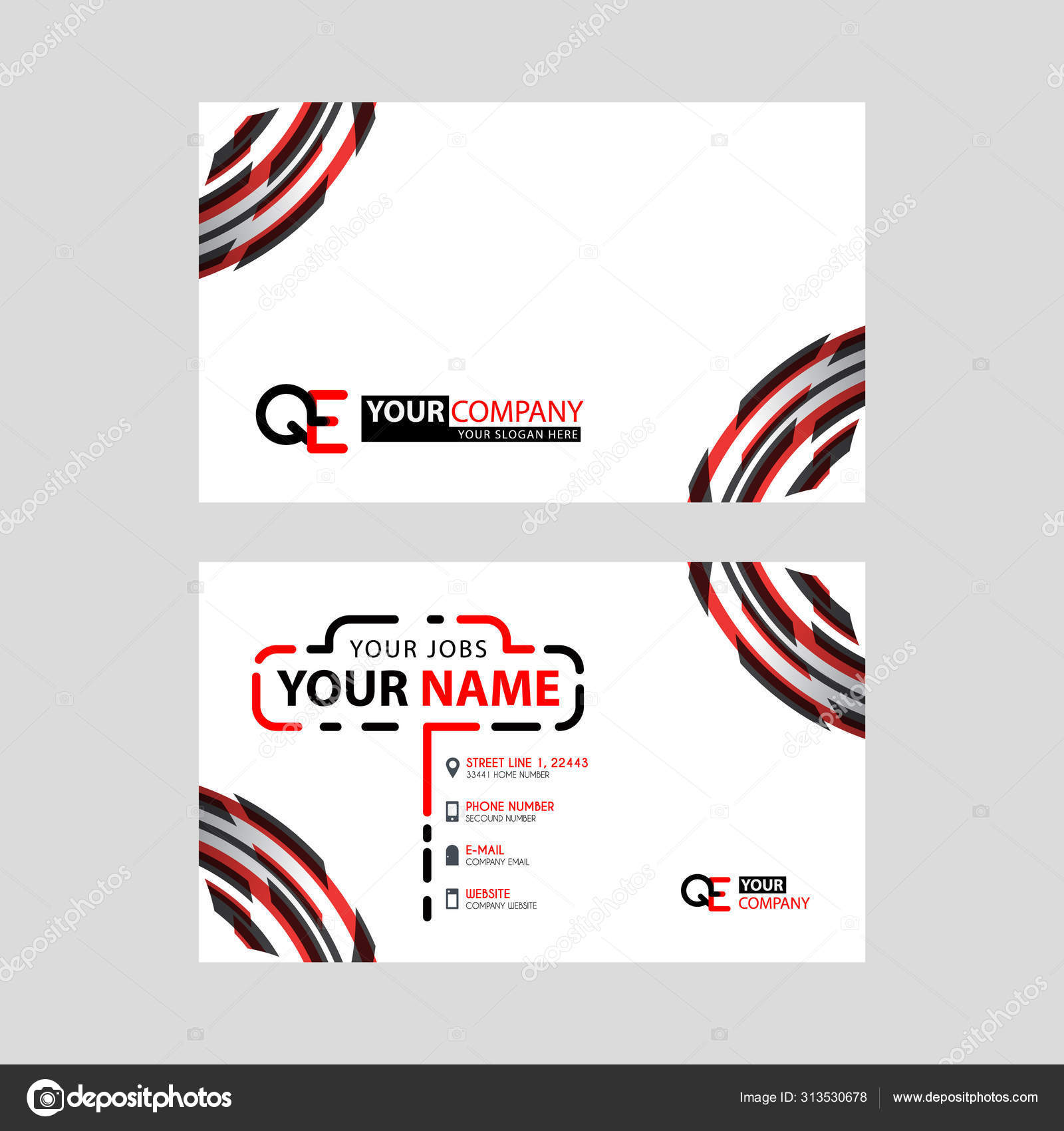 Modern Simple Horizontal Design Business Cards Logo Transparent Red ...