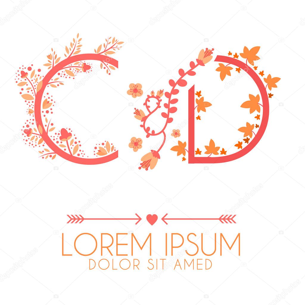 Letra C y D Logo, Letra C y D Invitación de boda Logo 2022